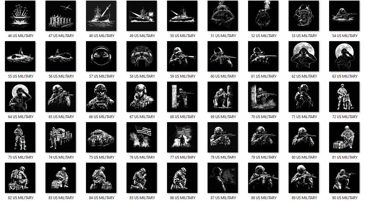US Military PNG Bundle 143 Designs for Slate Engraving, Soldiers Army ...