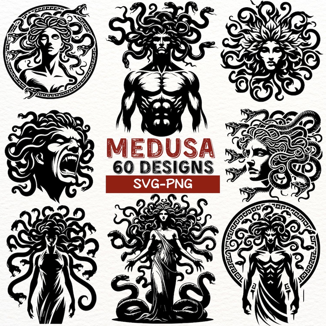 Medusa SVG Bundle, Greek Mythology Medusa PNG, Snake Woman Clipart ...