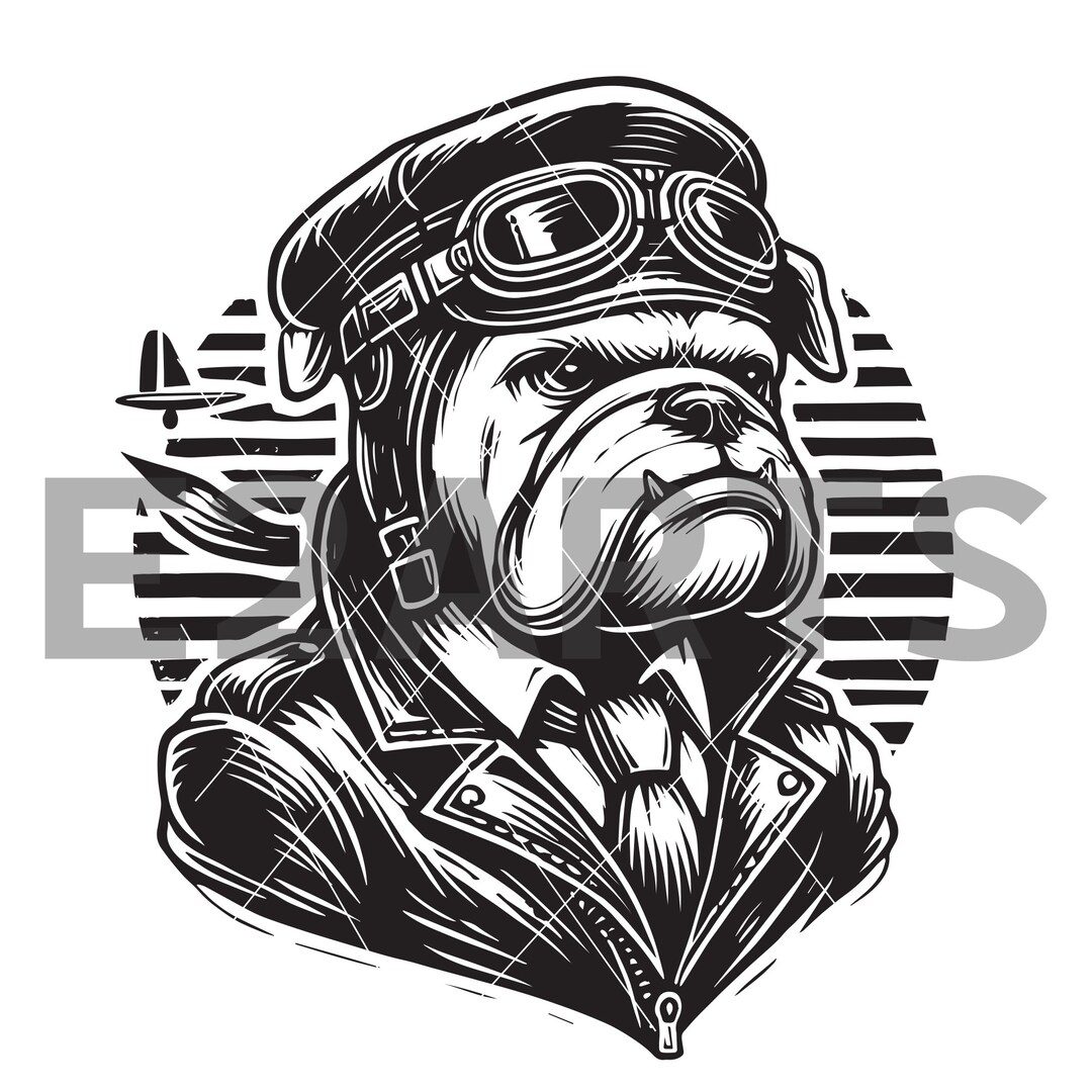 Bulldog Vintage Pilot Svg and Png, Trendy Vintage Retro Dog Lover ...