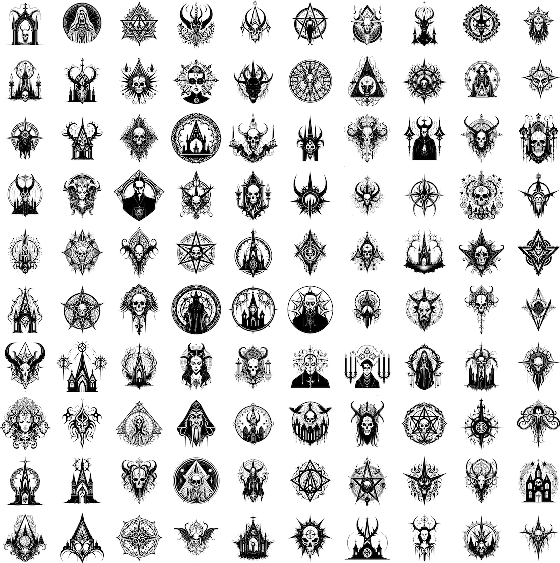 Occult Gothic SVG PNG Bundle, Dark Witchcraft Digital Art, Mystical ...