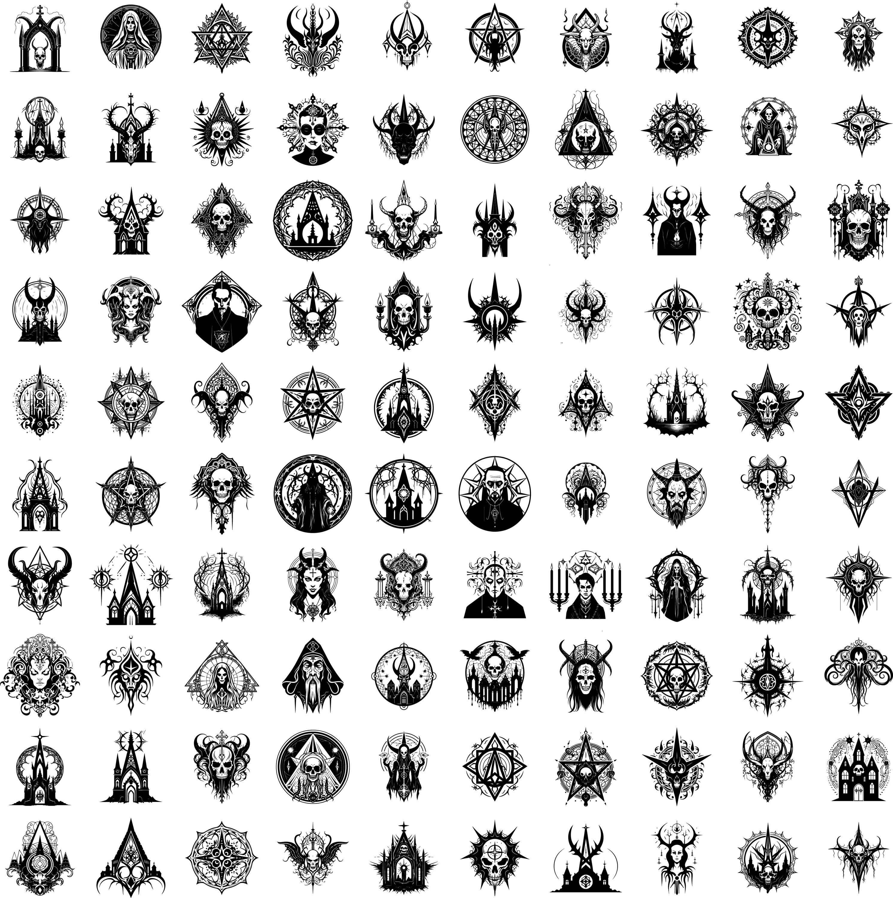 Occult Gothic SVG PNG Bundle, Dark Witchcraft Digital Art, Mystical ...