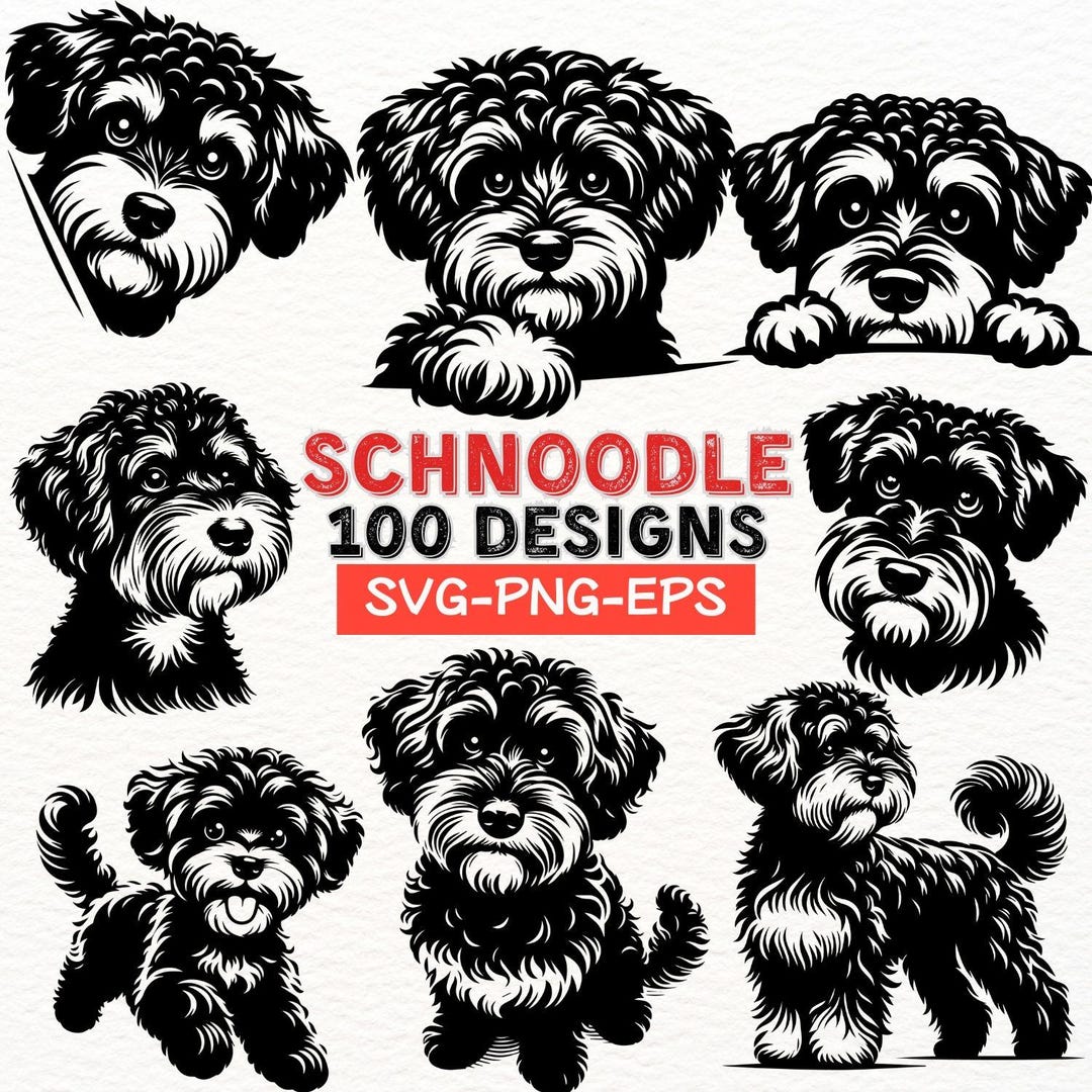 Schnoodle Dog Bundle SVG PNG EPS | Cute Schnoodle Line Art Clipart Pack ...