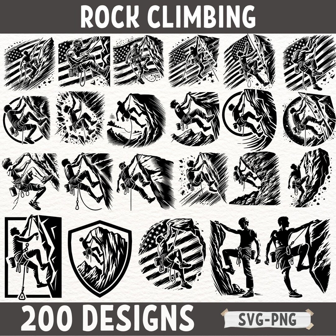 Rock Climbing SVG Bundle, 200 Rock Climbing Designs, Adventure Clipart ...