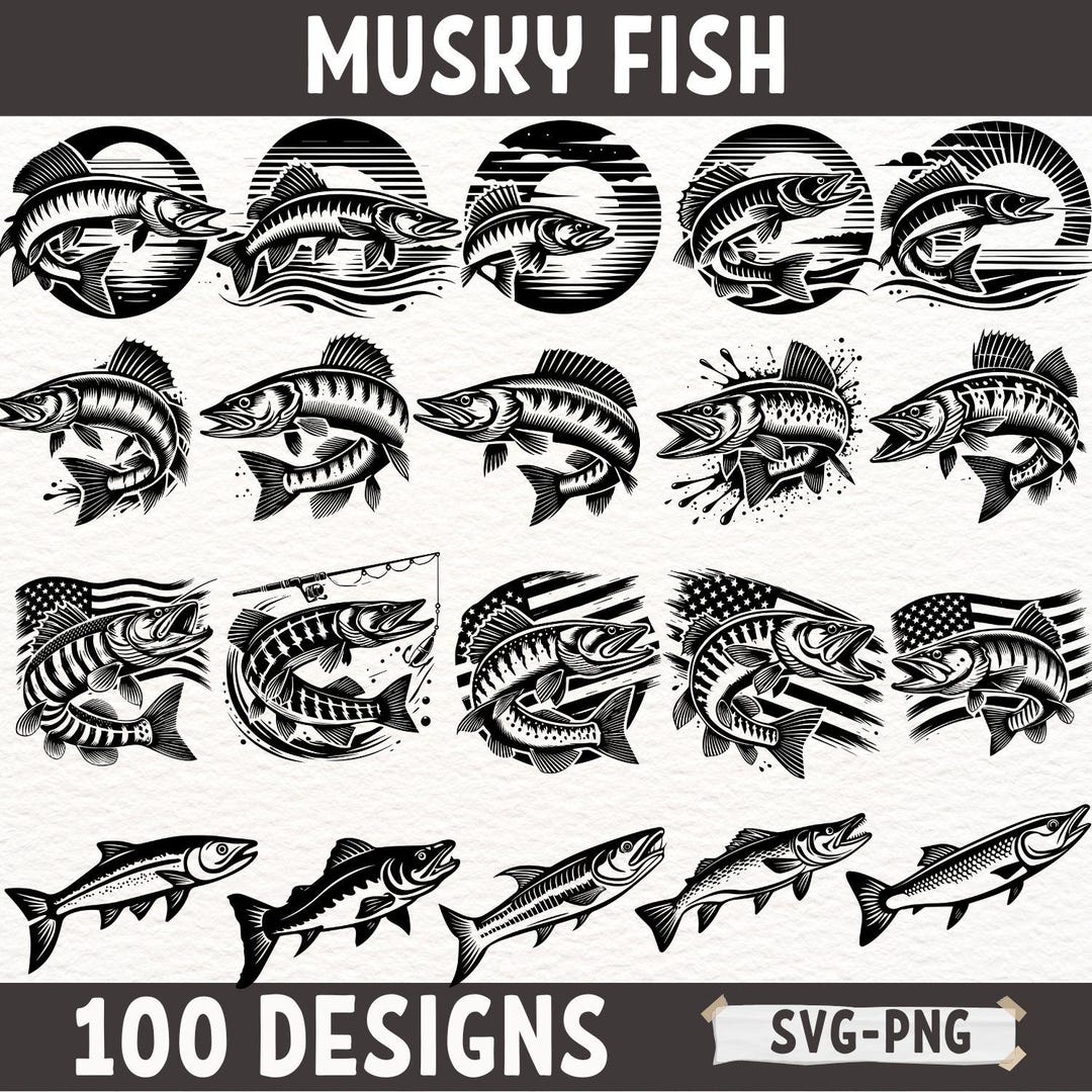 Musky Fish SVG PNG Bundle for Cricut and Sublimation, Musky Fish Vector ...