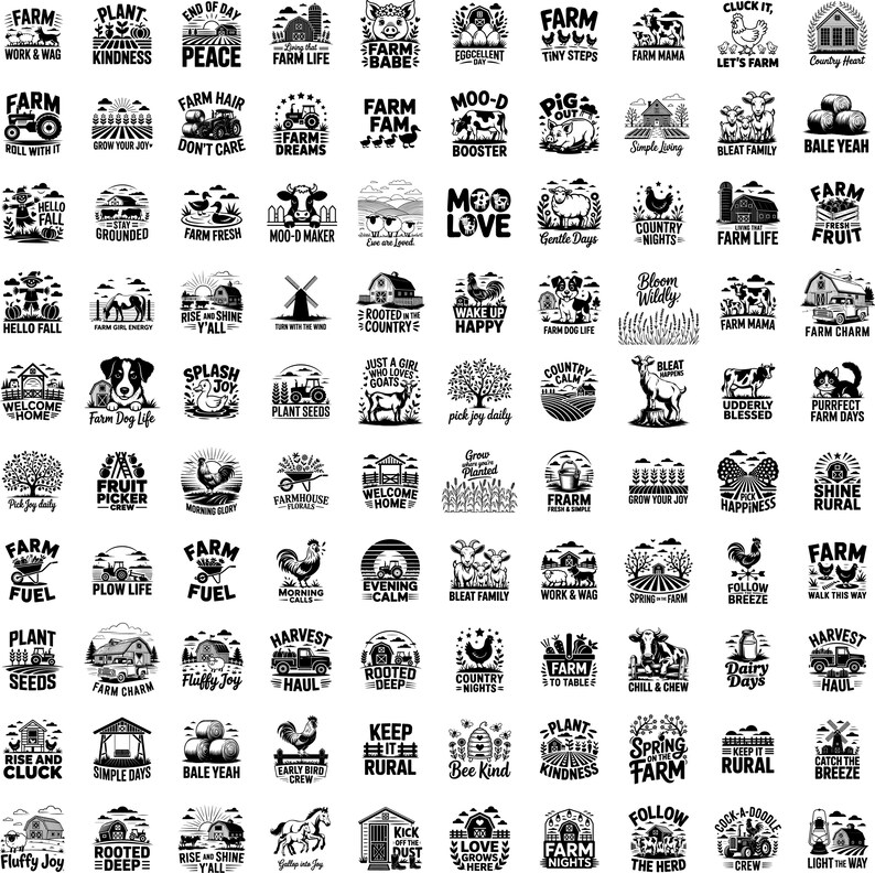 Farm Life SVG Bundle 200 Designs Country Tractor Farmhouse Animals ...