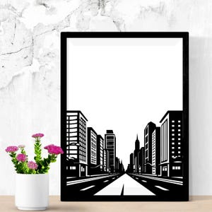 City Street Silhouette SVG Bundle, Urban Street Skyline PNG, Downtown ...
