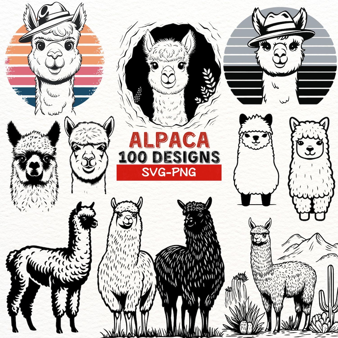 Alpaca SVG Bundle - 100 Designs for Crafting, Sublimation, and Cricut ...