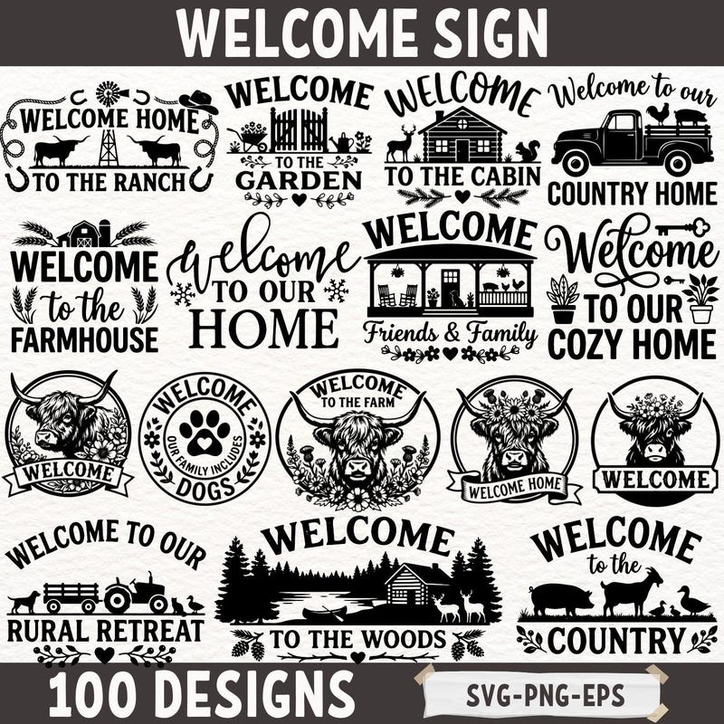 Welcome Sign Svg With Wagon - Etsy