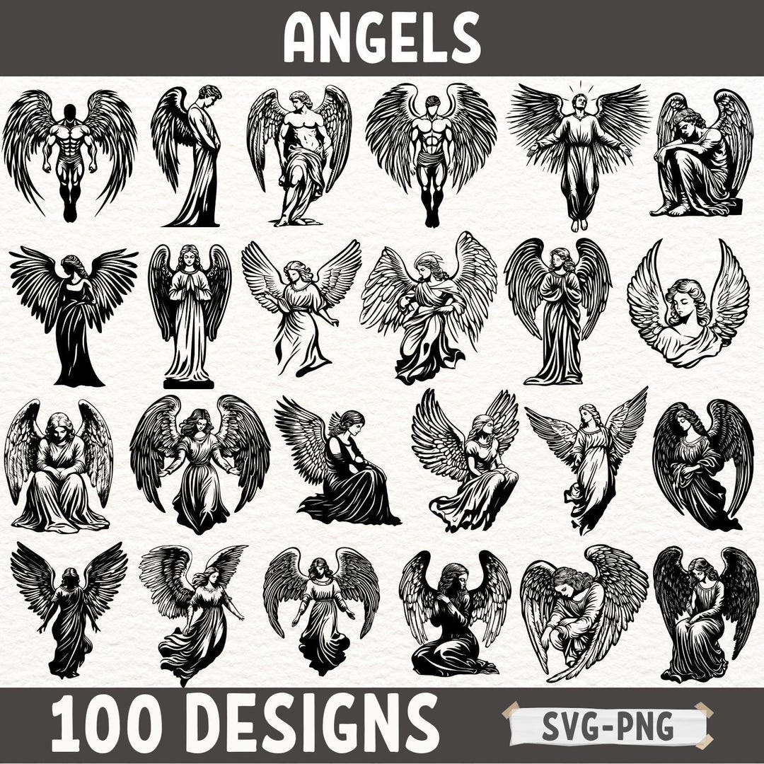 Angel SVG PNG Designs | Angelic Clipart Bundle | Wings of Grace Digital ...