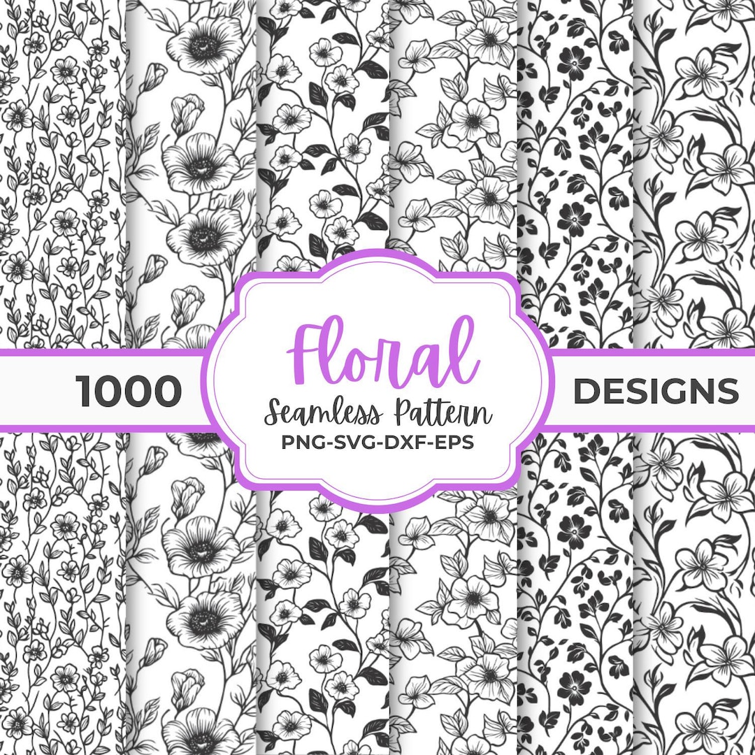 Floral Seamless Pattern Bundle - Vector Designs in Png Svg Dxf Eps ...