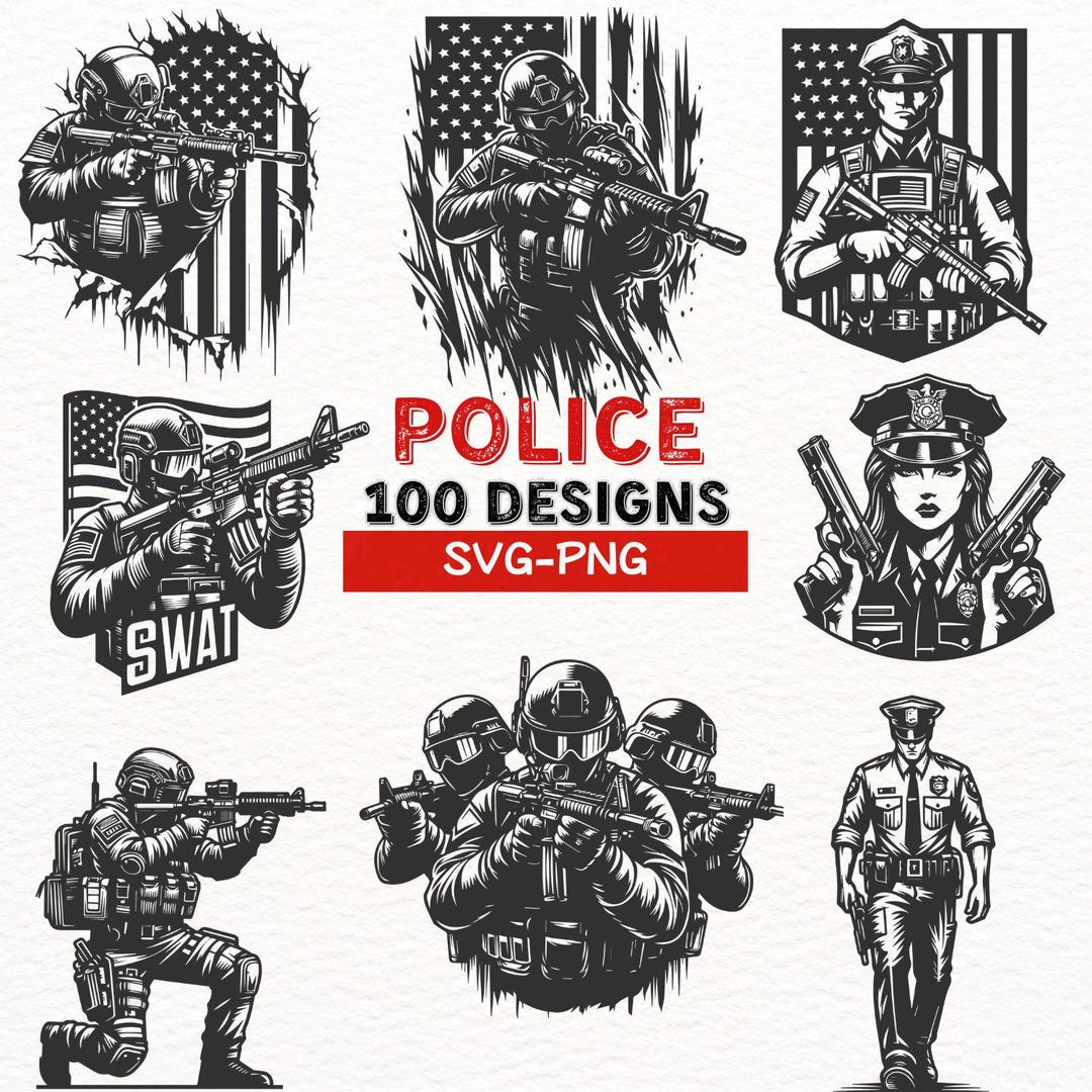 Police SVG Bundle, SWAT Officer Clipart, Tactical Police PNG, Law ...