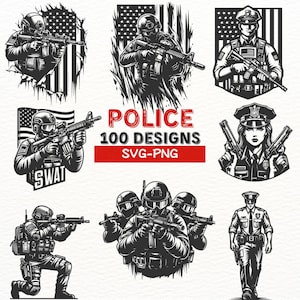 Police SVG Bundle, SWAT Officer Clipart, Tactical Police PNG, Law ...