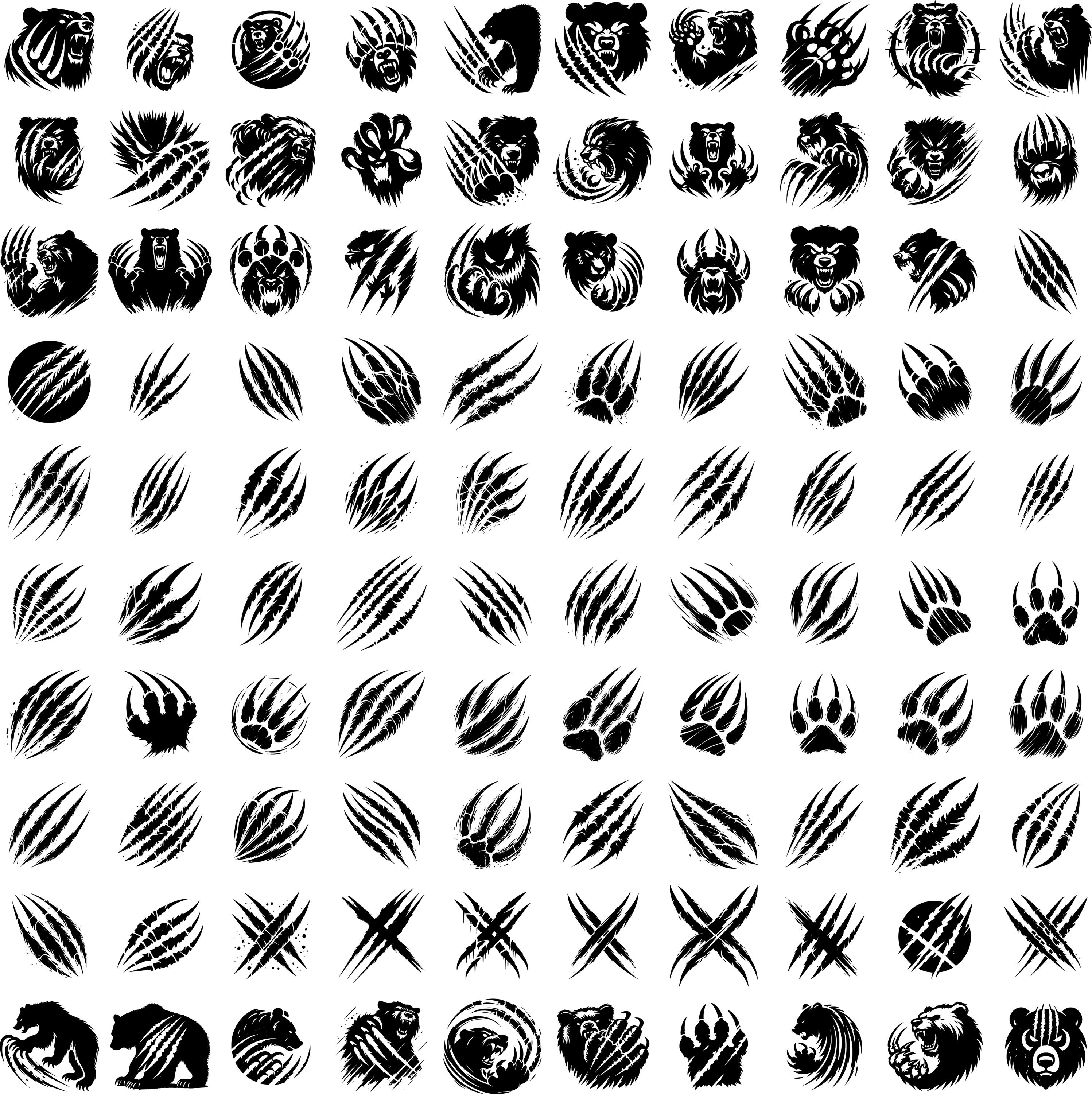 Bear Scratch Mark SVG Bundle, 100 Bear Claw Scratch PNG, Wild Animal ...