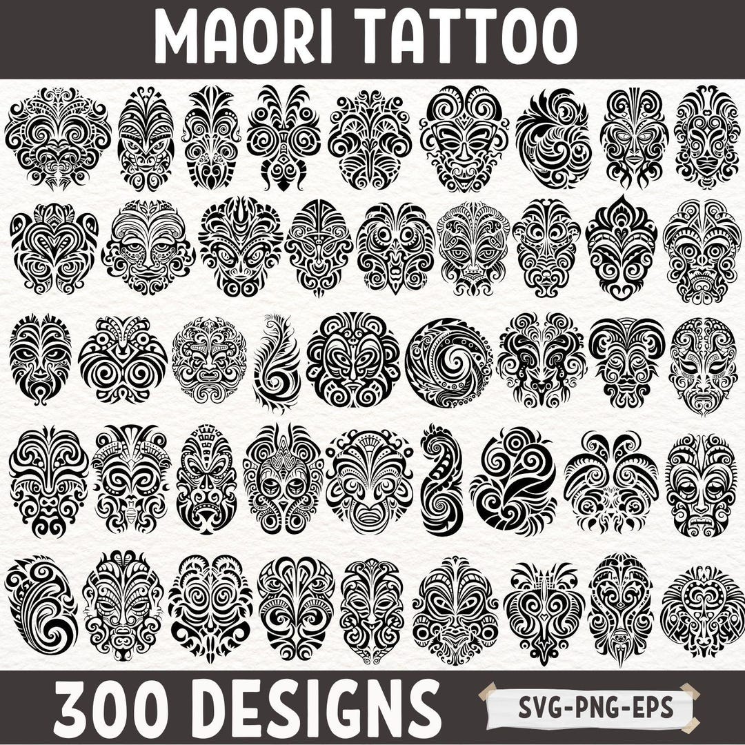 Maori Tattoo Designs SVG PNG EPS, Tribal Tattoo Vector Bundle ...