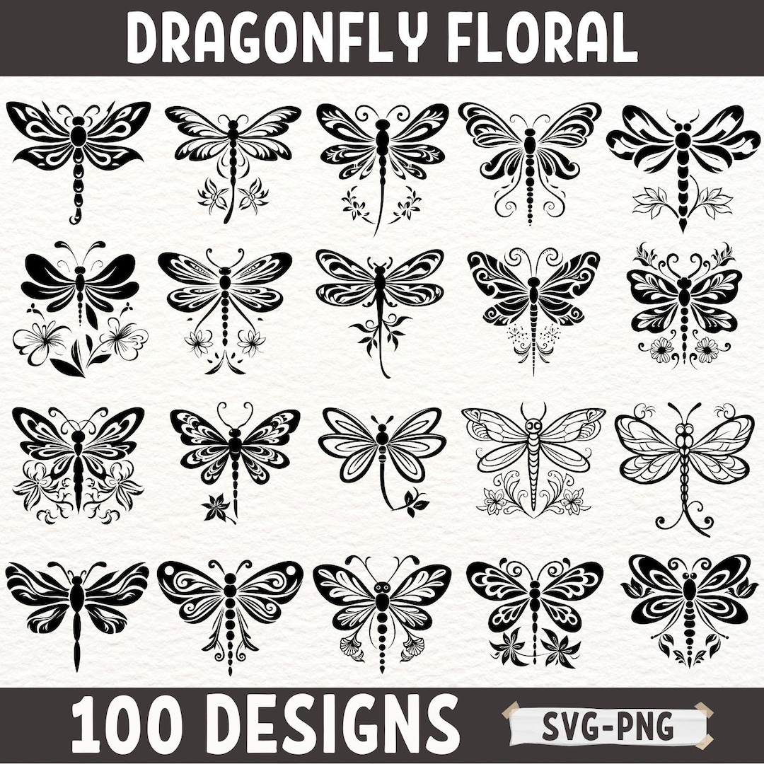 Dragonfly Floral SVG Bundle | 100 Intricate Designs for Cricut ...