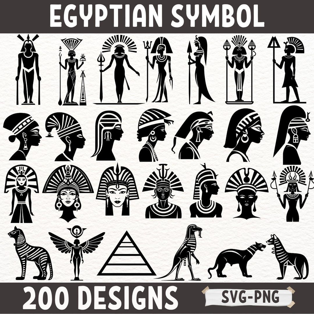 Ancient Egyptian Symbol SVG Bundle, Pharaoh Vector Clipart, Egyptian ...