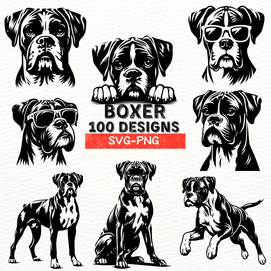 Boxer Dog SVG Bundle | 100 Boxer Dog Designs | Boxer Dog Clipart | Dog ...