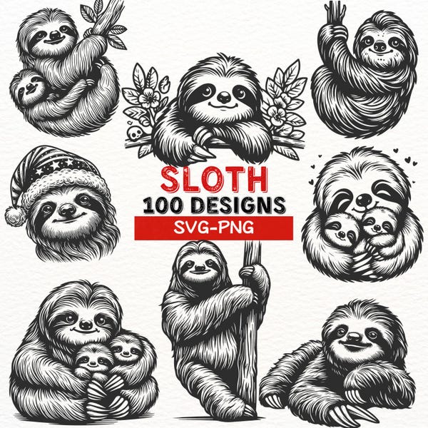 Sloth Svg - Etsy