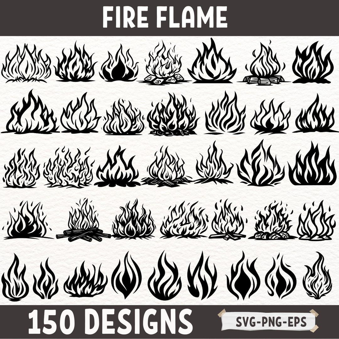 Fire Flame SVG Bundle, Campfire Fire Clipart, Fire Silhouette PNG ...