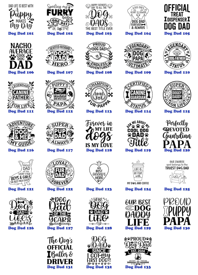 Dog Dad SVG Bundle, Funny Puppy Papa Quotes, Pet Lover Designs (digital ...