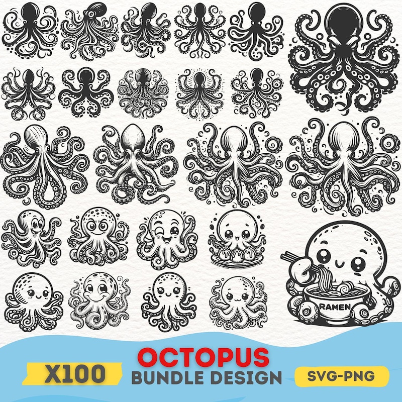 Octopus Svg - Etsy