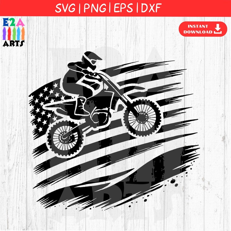 Motocross Racing American Flag SVG | Instant Download | Motorcycle ...