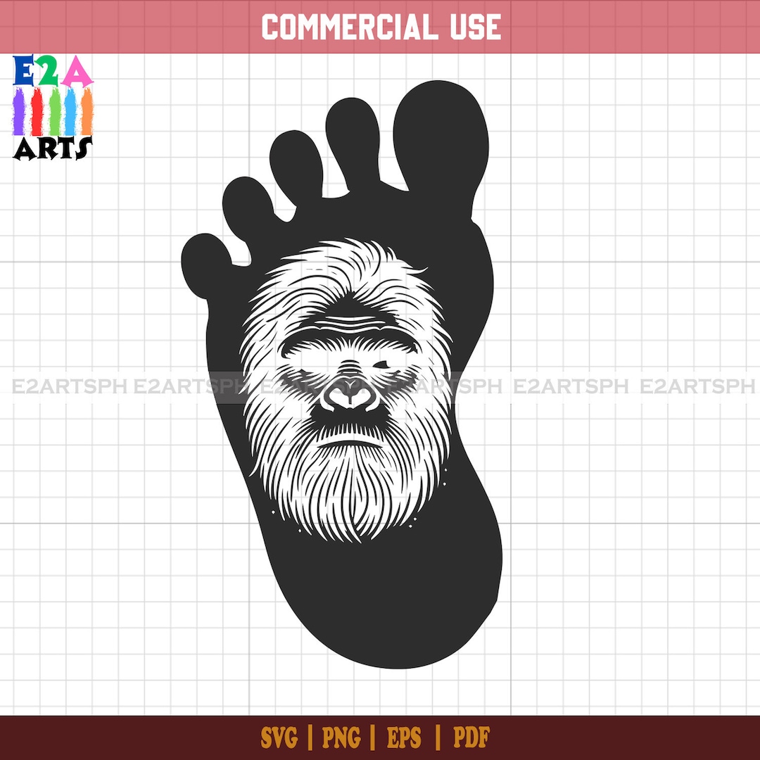 Bigfoot Sasquatch Footprint SVG File, Yeti Footprint Vector Clipart ...