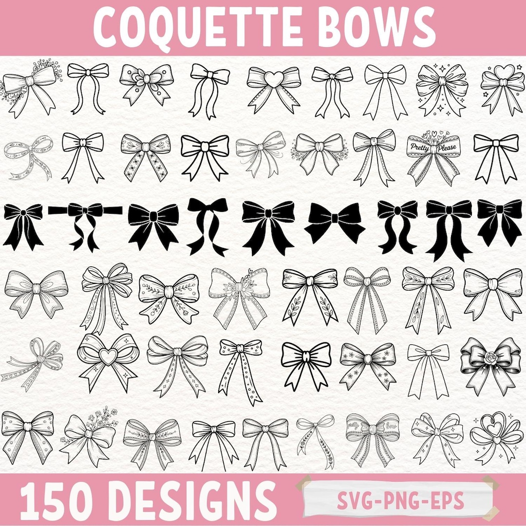 Coquette Bow SVG PNG EPS Bundle for Cricut and Silhouette | Girly ...