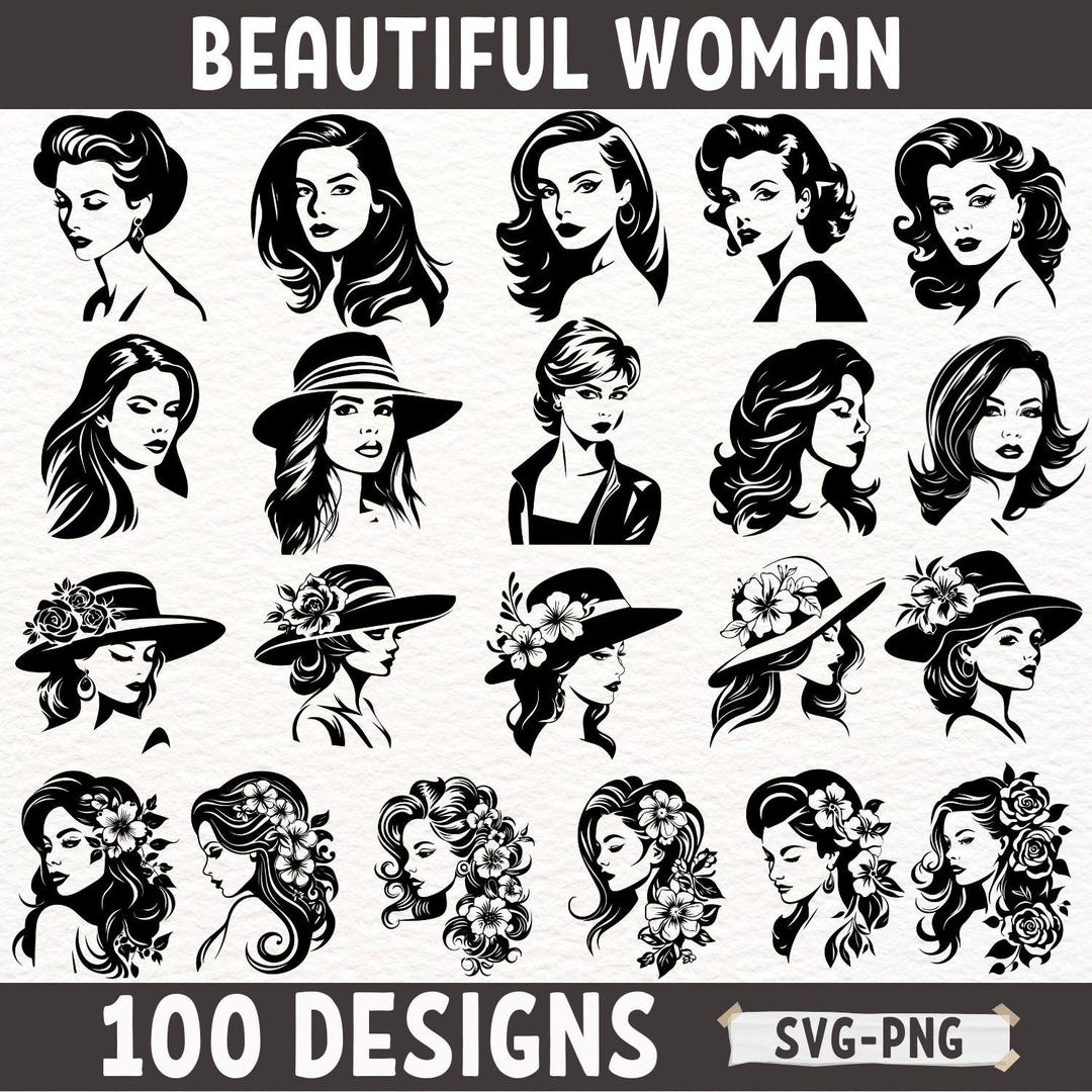 Beautiful Woman SVG PNG Designs - Feminine Silhouette Clipart for ...