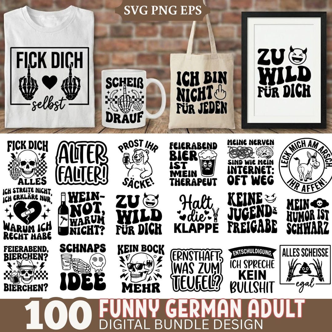 Funny German Quotes SVG Bundle, Sarcastic Adult Humor (digital Download ...