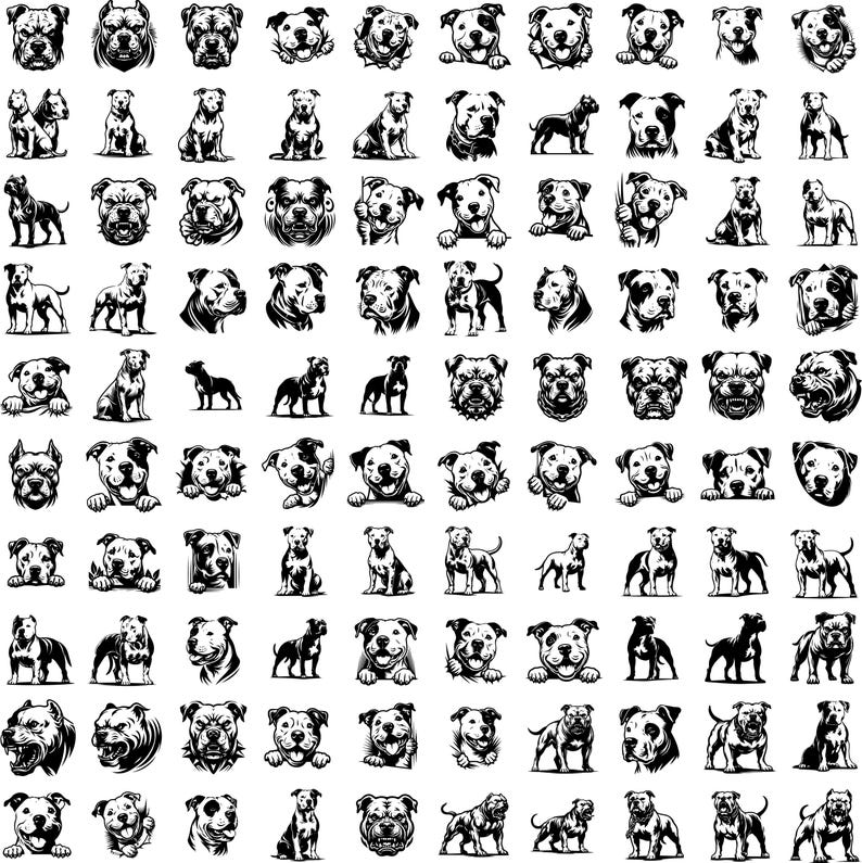 Pitbull Dog SVG Bundle, Pitbull Clipart PNG, Dog Lover Cut Files ...