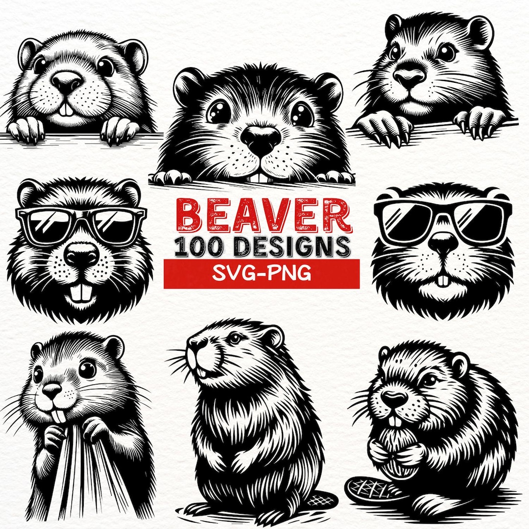 Beaver SVG Bundle - 100 Unique Beaver Designs - Cute Beaver Clipart for ...