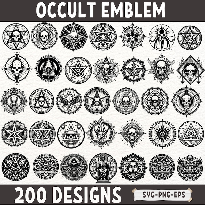 Occult Emblem SVG PNG EPS Bundle for Cricut and Sublimation, Witchcraft ...