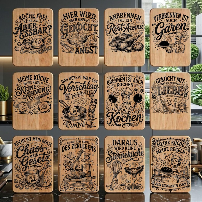 German Cutting Board SVG Bundle: Vintage Engraving Cartoon Cooking ...