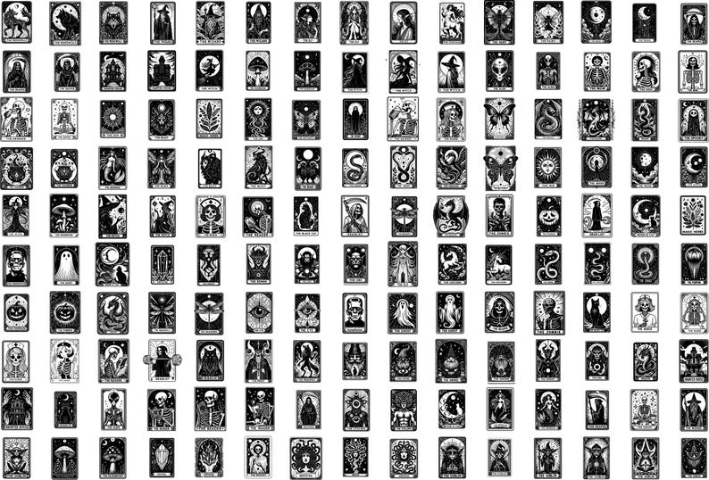 Mystical Tarot Cards Set 150 Designs | SVG PNG Gothic Cards | Medusa ...