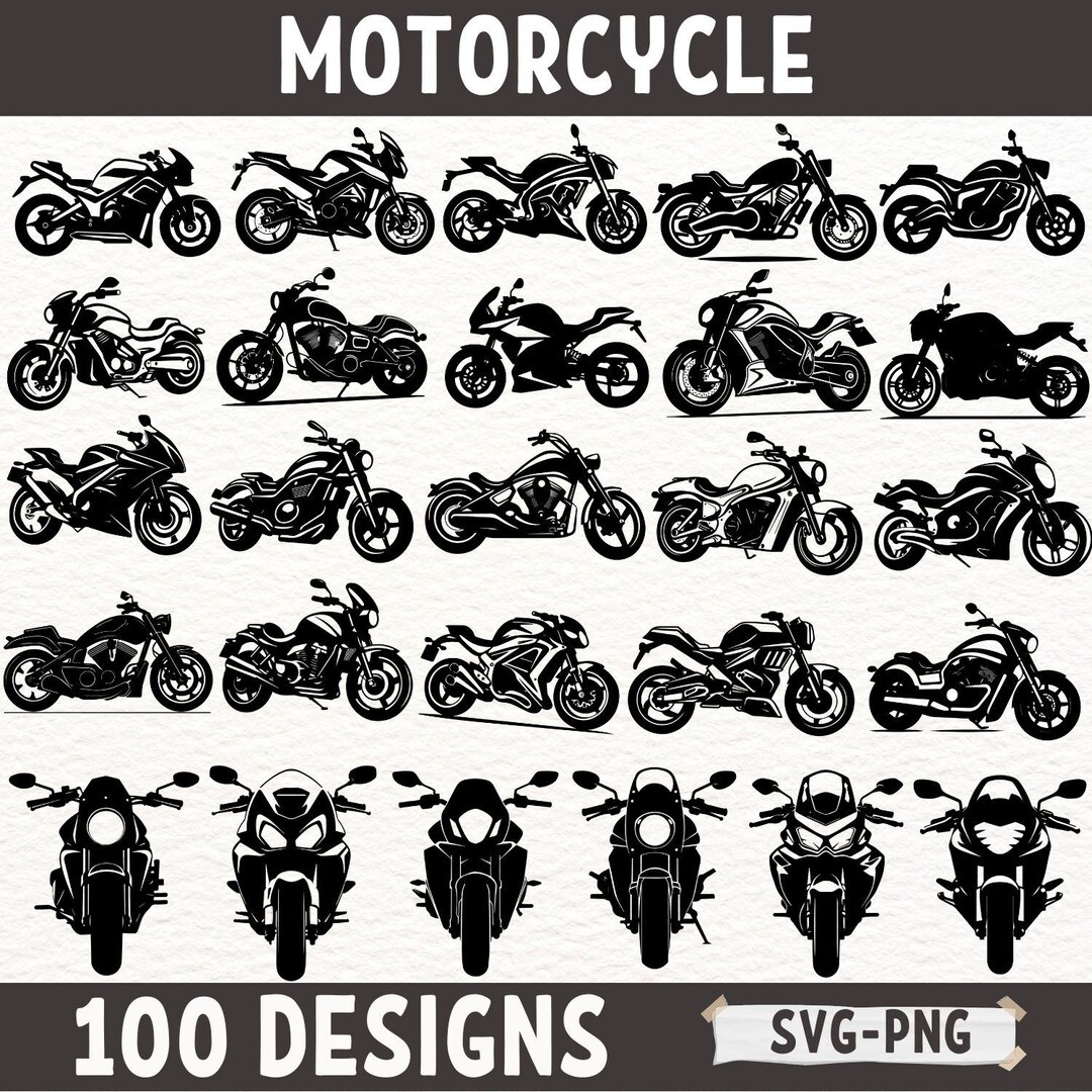 Motorcycle SVG Bundle, Motorcycle Clipart Designs, PNG Motorcycle ...