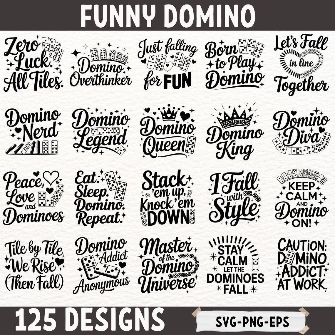 Funny Domino SVG Bundle for Cricut and Silhouette | 125 Domino Quotes ...