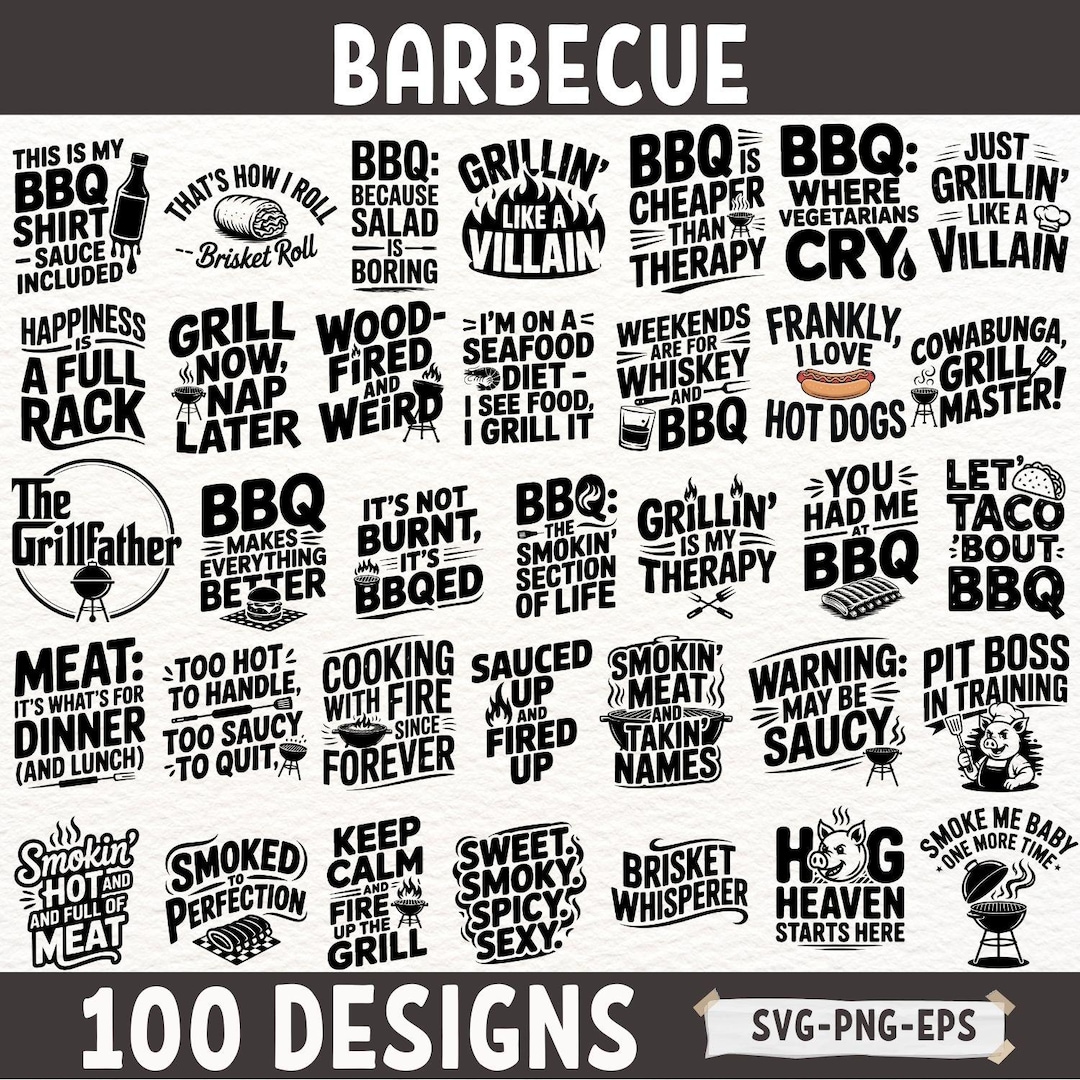 Funny BBQ SVG Bundle for Men Grillmaster, Barbecue Quote Shirt Designs ...