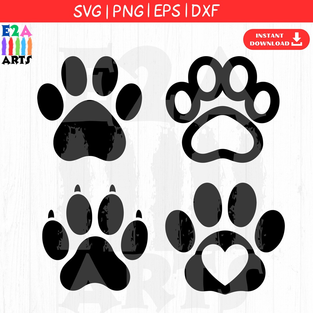 Paw Print SVG Bundle, Animal Paw Print Clipart, Dog Cat Paw Print Cut ...