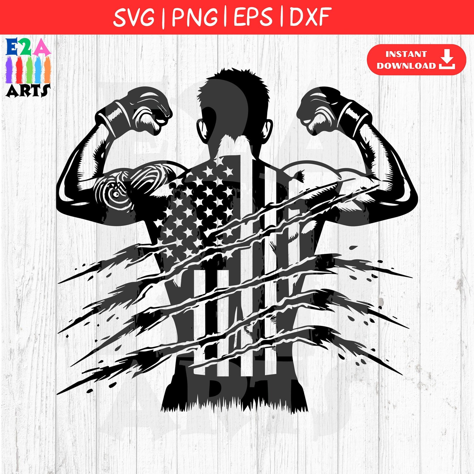 MMA Fighter American Flag Svg, Patriotic Mma Cut File, Mixed Martial ...