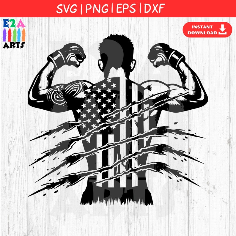 MMA Fighter American Flag Svg, Patriotic Mma Cut File, Mixed Martial ...