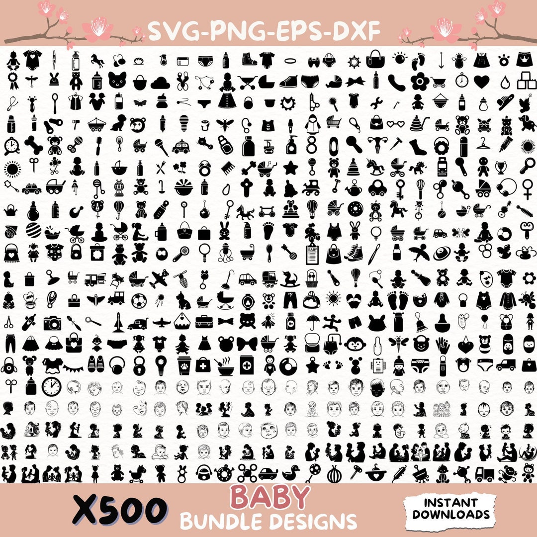 Baby SVG Bundle Designs | Baby Shower, Nursery, Newborn Icons | Instant ...