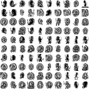 Native American SVG Bundle, 100 Tribal Chief Designs, PNG Clipart ...
