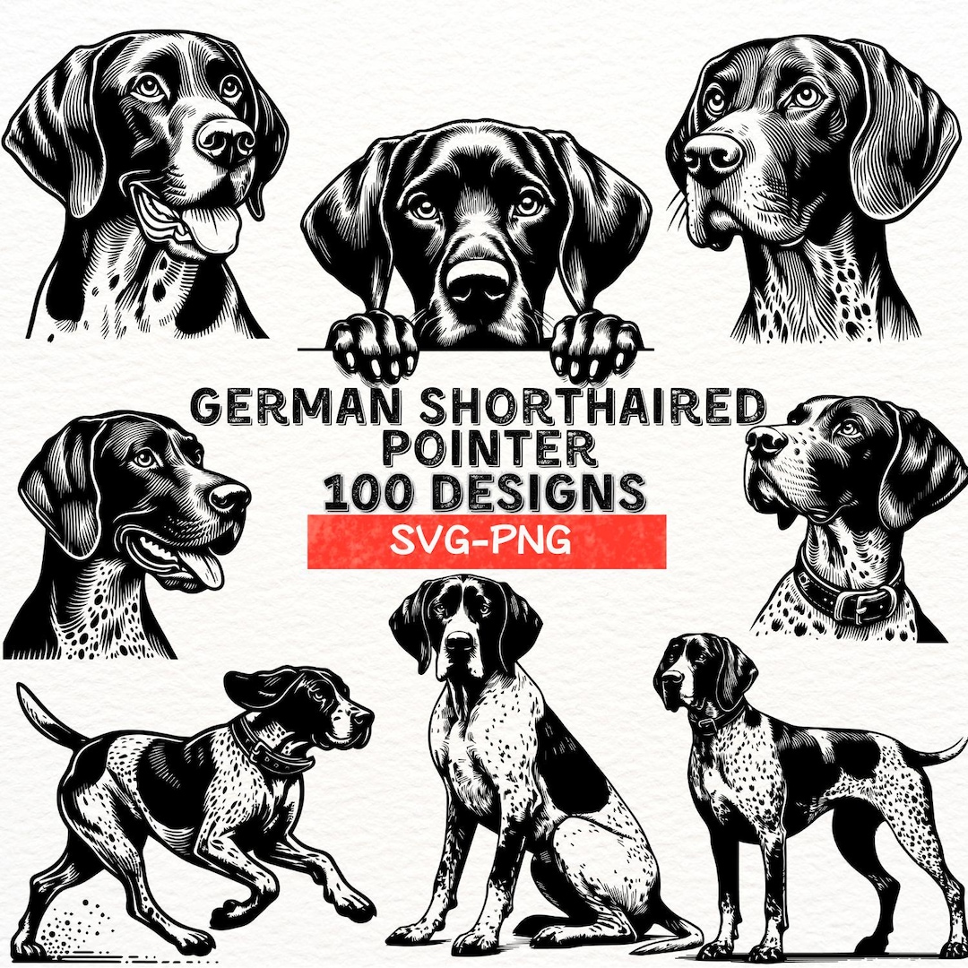 German Shorthaired Pointer SVG PNG Bundle, 100 Dog Vector Designs ...
