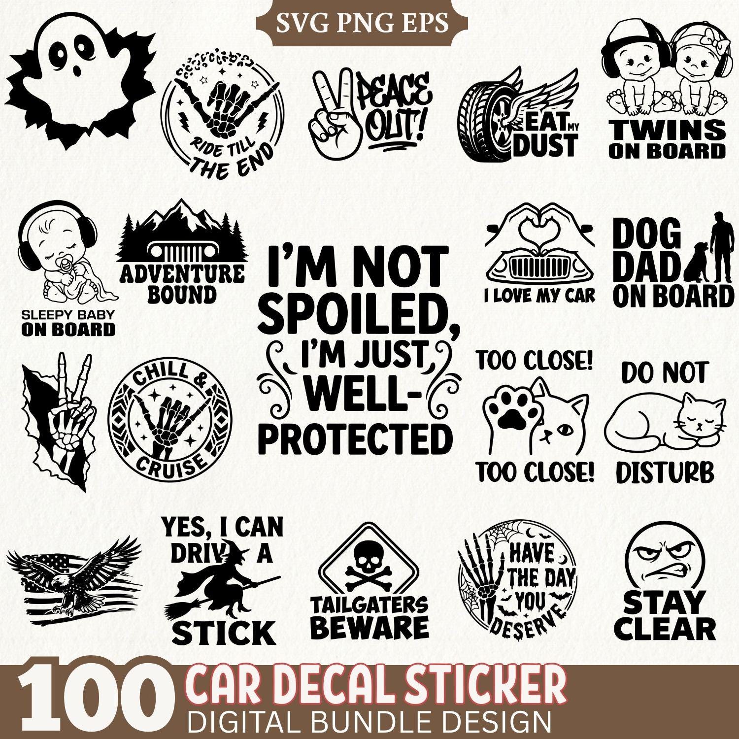 Funny Car Decal Sticker Bundle, Rude Garage Auto Quotes (SVG PNG EPS ...