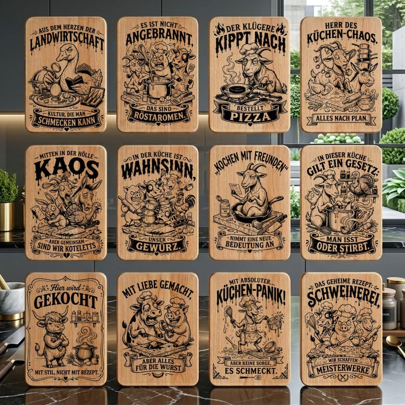German Cutting Board SVG Bundle: Vintage Engraving Cartoon Cooking ...