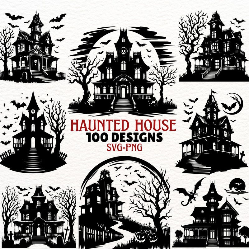 Haunted House Clip Art - Etsy
