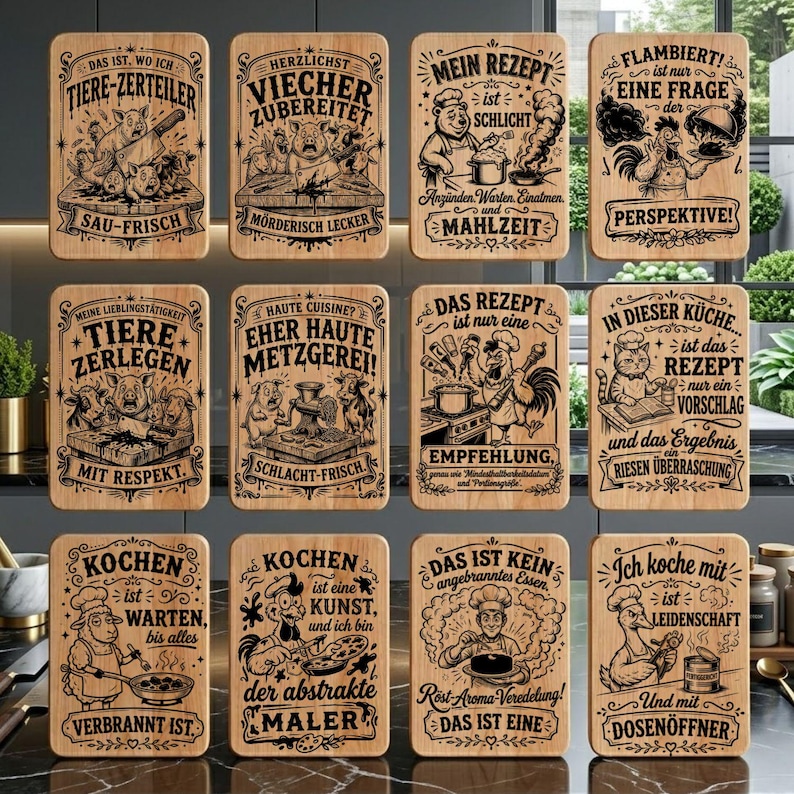 German Cutting Board SVG Bundle: Vintage Engraving Cartoon Cooking ...