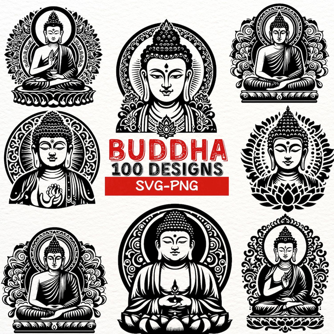 Buddha SVG Bundle, 100 Buddha Vector Designs, PNG Clipart for Cricut ...