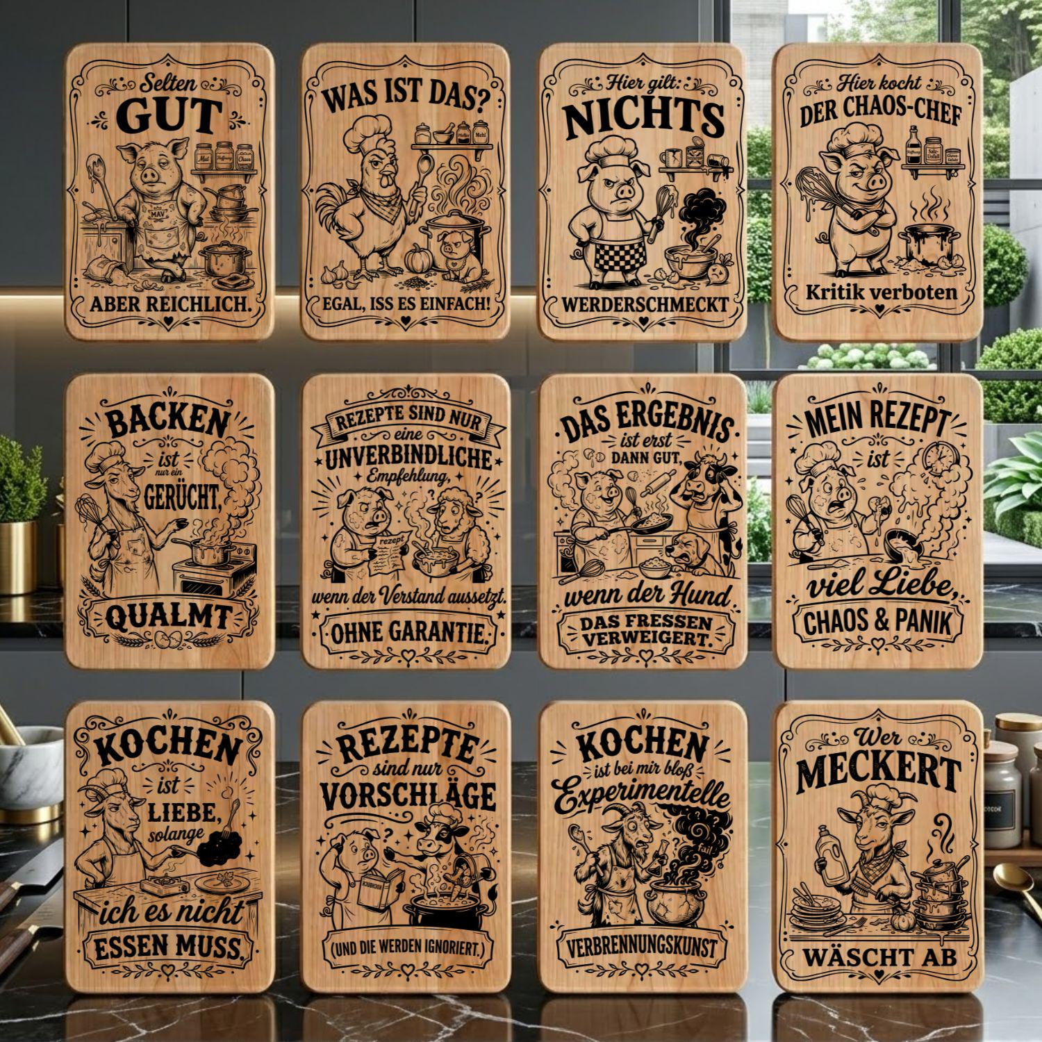 German Cutting Board SVG Bundle: Vintage Engraving Cartoon Cooking ...